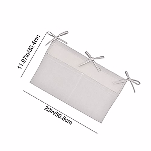 SuXHyez Bedside Caddy Hanging Storage Pocket Baby Cot Pocket Organiser for Holding Bottle Toy Diaper Nursery Dorm Rooms Baby Bed Rails Hanging Storage Bag（Grey