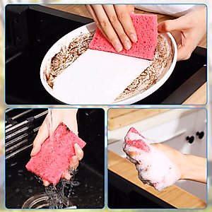 Zhengmy 100 Pieces Kitchen Sponge Bulk Natural Sponges for Dishes Compressed Wood Pulp Sponges Cleaning Sponge Without Scratching for Kitchen Bathroom, 3.9 x 2.4 x 0.12 Inch