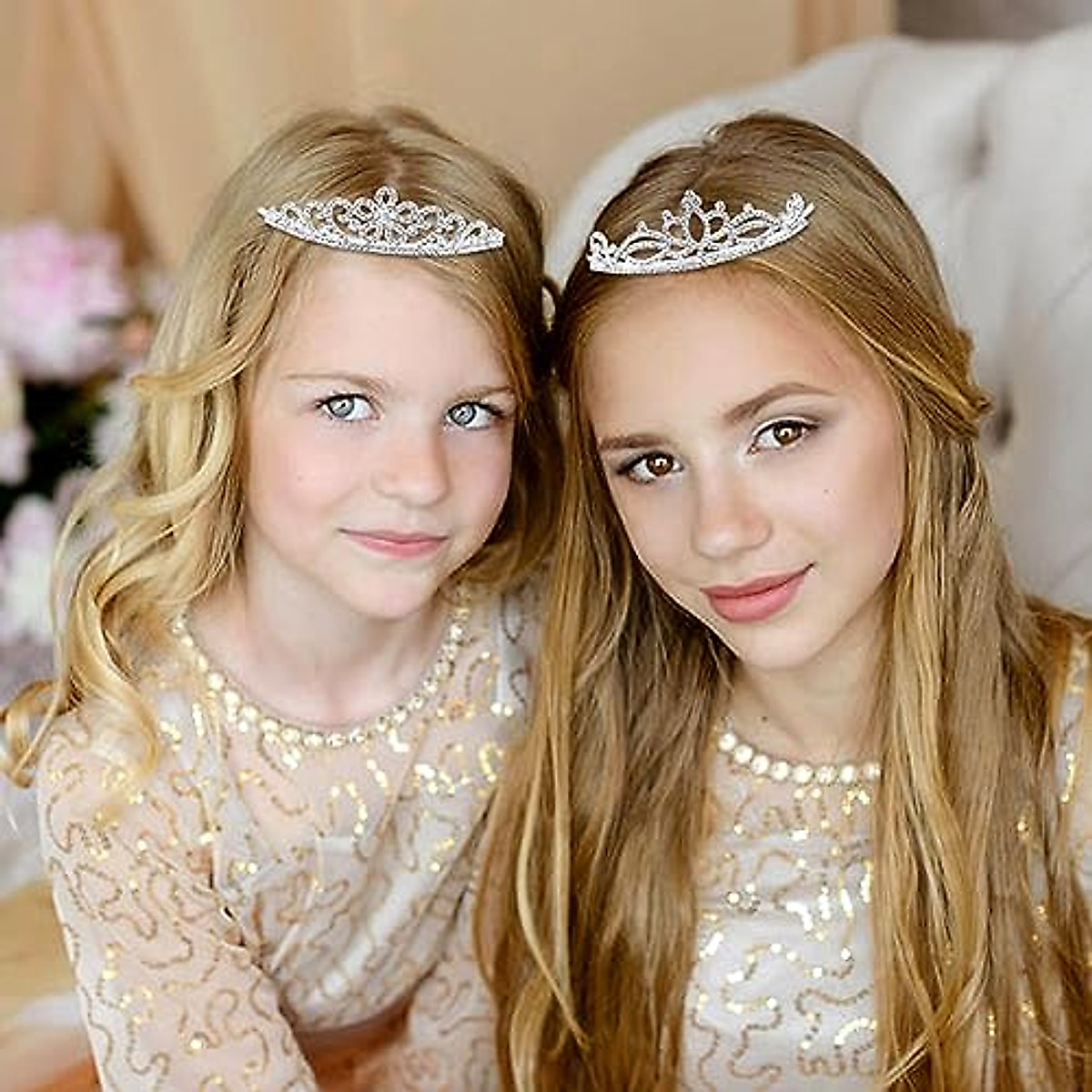 inSowni 6 Pack Decorative Sparkling Rhinestone Silver Metal Crown Headbands Tiaras Wedding Bridal Birthday Party Prom Headpieces Hair Accessories for Women Flower Girls Teens Kids (12pcs Silicone Cover for Comfort Wear Included)