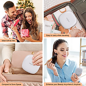 TIMCHASER Magnifying Travel Makeup Mirror, 1X/10X Magnification Compact Mirror, Dimmable 2-Sided Illuminated Folding Mirror, USB Rechargeable, Portable for Handbag, Purse, Pocket