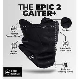 Tough Headwear Winter Face Mask & Ski Mask Neck Gaiter - Cold Weather Half Balaclava - Tactical Neck Warmer for Men & Women