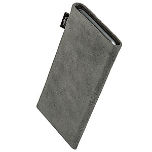 fitBAG Classic Gray Custom Tailored Sleeve for Xiaomi Redmi Note 6 Pro | Made in Germany | Genuine Alcantara Pouch case Cover with Microfibre Lining for Display Cleaning
