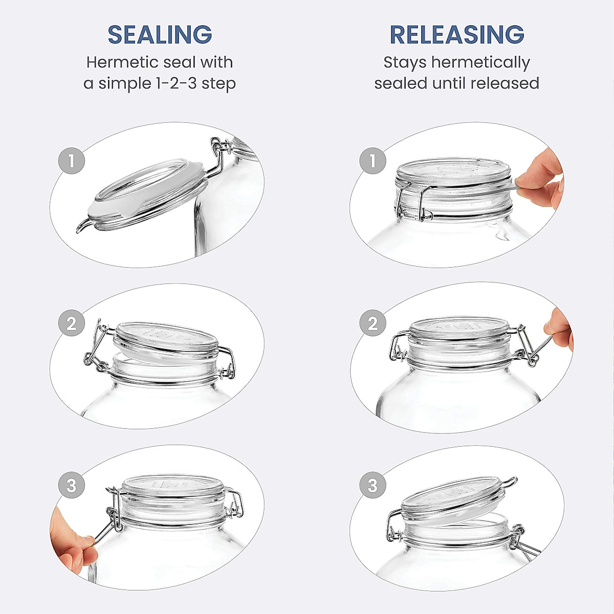 Bormioli Rocco - Food Storage Container - Glass Fido Jars - Hermetic Sealed Hinged Airtight Lid for Fermenting, With Paksh Chalkboard Labels 25 1/4 Ounce (.75 Liter)