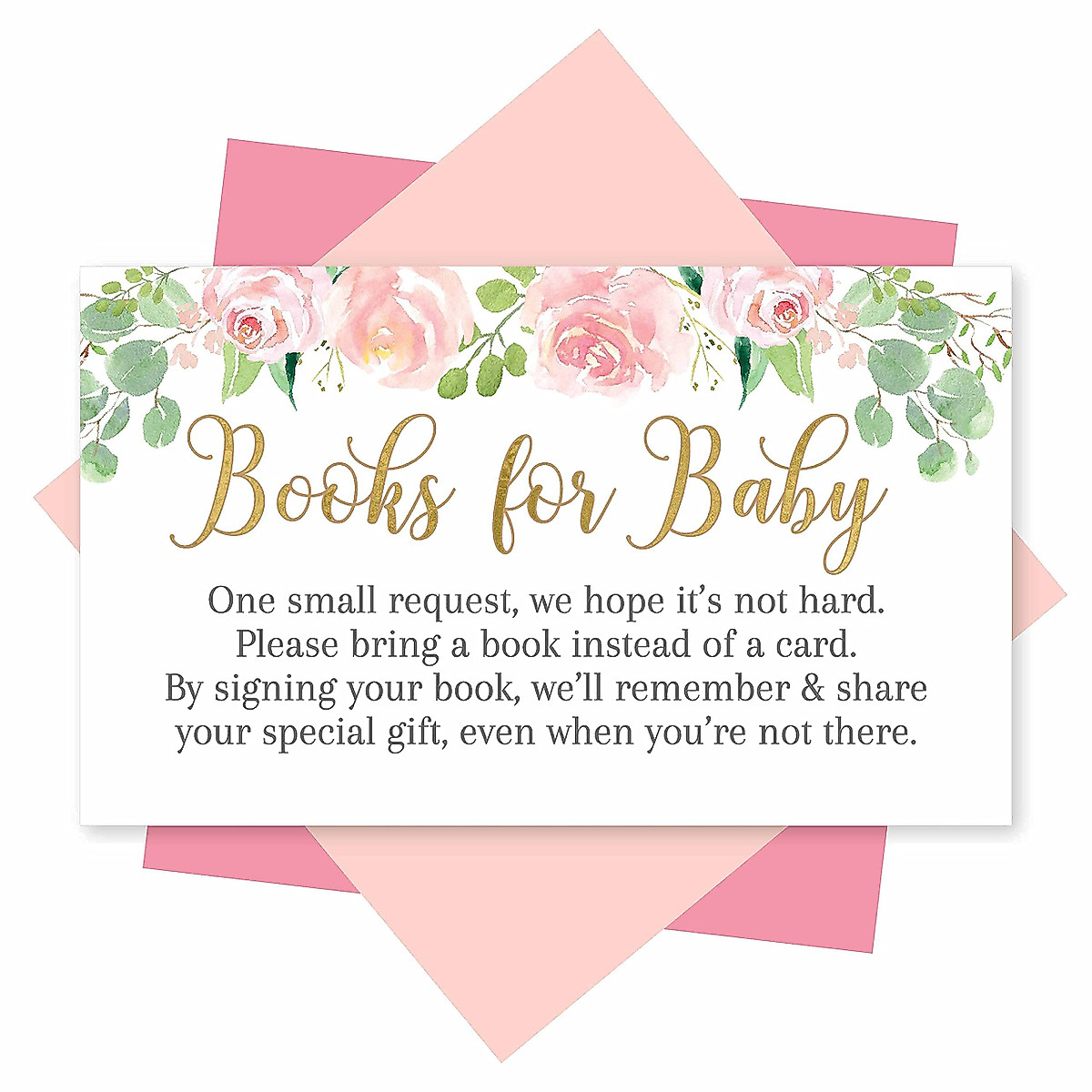 25 Floral Sweet Baby Shower Invitations, 25 Book Request Baby Shower Guest Book Alternative, 25 Baby Shower Diaper Raffle Tickets For Baby Shower Girl, Watercolor Blank Card, Diaper Raffle Cards