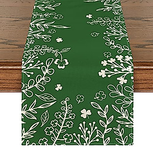 Artoid Mode Green St. Patrick's Day Table Runner, Spring Holiday Kitchen Dining Table Decoration for Indoor Outdoor Home Party Decor 13 x 72 Inch