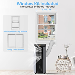 TOSOT 9,700BTU (5,000 BTU SACC) Portable Air Conditioner, Smart Wifi Control, AC Unit with Dehumidifier, Fan, Window Kit for Easy Installation, Cool Rooms Up to 300 Square Feet, Shiny Series