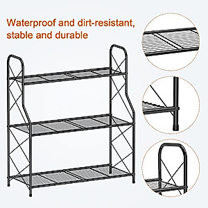 Kufutee 3 Tier Plant Stand Rack Indoor Outdoor Multiple Holder Shelf,Black