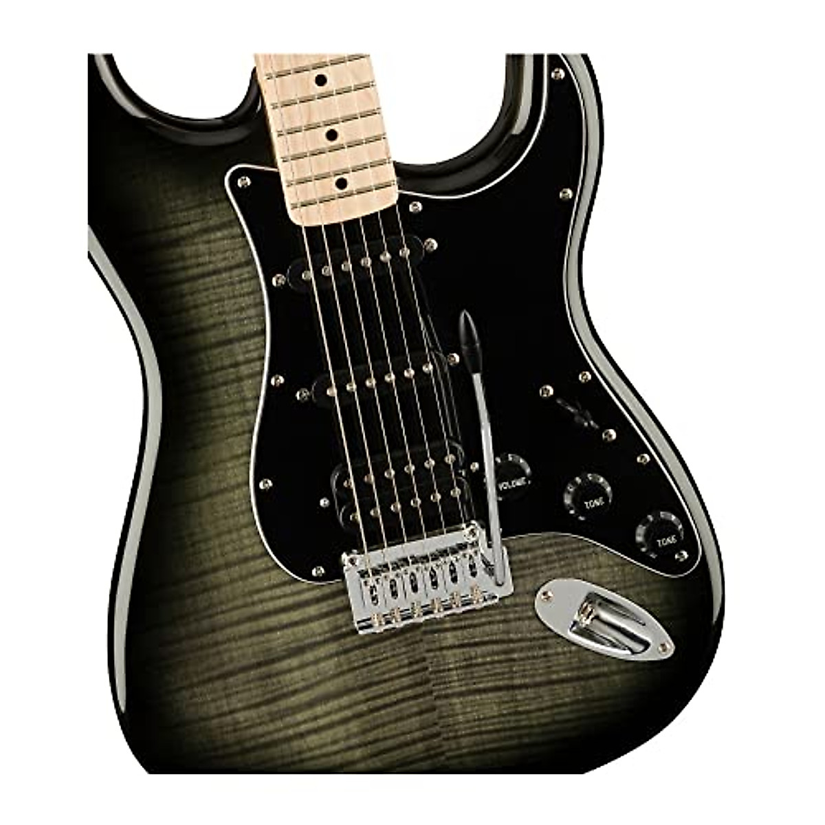 Squier Affinity Series Stratocaster FMT Electric Guitar, Black Burst, Maple Fingerboard