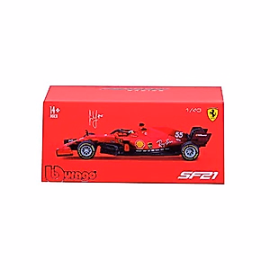Bburago B18-36828S 1:43 F1 2021 Ferrari SF21 with Helmet SAINZ, Assorted Colours