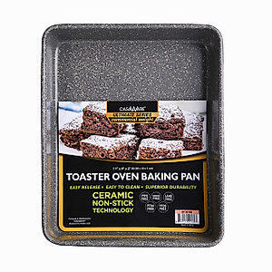 casaWare 11 x 9 x 2-inch Toaster Oven Ultimate Series Commercial Weight Ceramic Non-Stick Coating Baking Pan (Silver Granite)