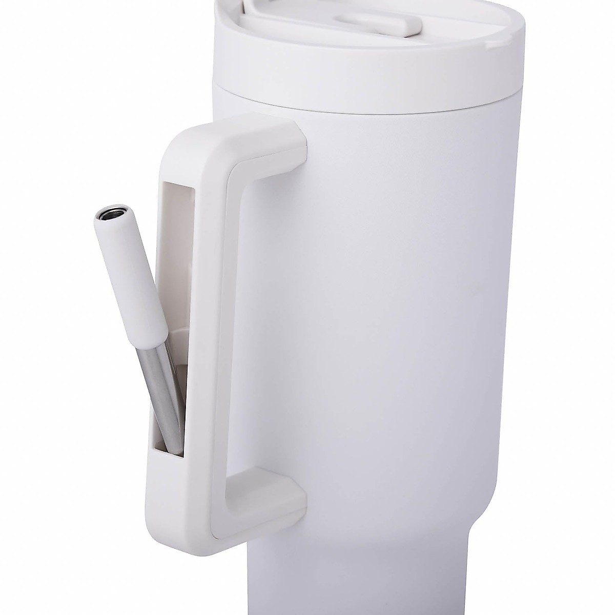 Manna Stainless Steel Double Wall Insulated Tumbler with Smart Seal Dual Sip Lid and Straw Fit Handle - 40 Oz - Linen Powder Coat