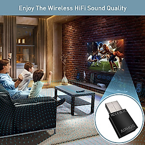 USB Bluetooth Adapter - Wireless Audio Dongle Receiver - Support Desktop, Laptop, Headsets and Speakers (Black)