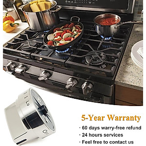 WB03X24818 GE Stove Knobs Replacement(5 Packs), Stainless Steel Colored Plastic Control Knob for General Electric Gas Range Oven, Replaces PS11729081 AP5989029 4363588(5-Year Warranty)