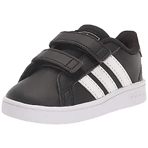 adidas unisex baby Grand Court Tennis Shoe, Black/White/White, 7.5 Toddler US