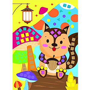 C.S. Kids Magic World Mosaic - Woodland Animals |Crafts Gifts | Educational Glitter Mosaic