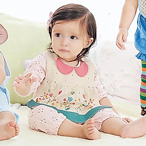 GZMM Baby Girl's Princess Type Waterproof Bibs with Adjustable Snaps,2 Pack