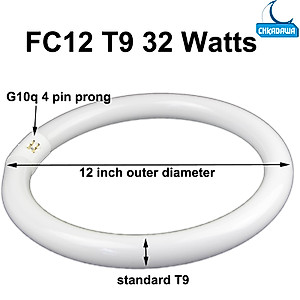 FC8T9 22W and FC12T9 32W Daylight Set , Round Fluorescent Bulb 8 inch T9 22 Watts & Circular Light Bulbs 12 inch 32 Watts kit, Circline Kitchen and Bath Fluorescent Lamp, CRI 80, DL 6500K, G10q Prong