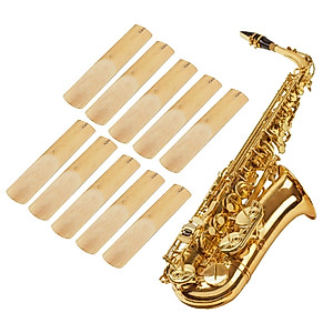 10PCs Tenor Saxophone Reeds Tenor Sax Accessories With Plastic Protective Cover Woodwind Musical Instrument Accessories for Beginners Educators Students