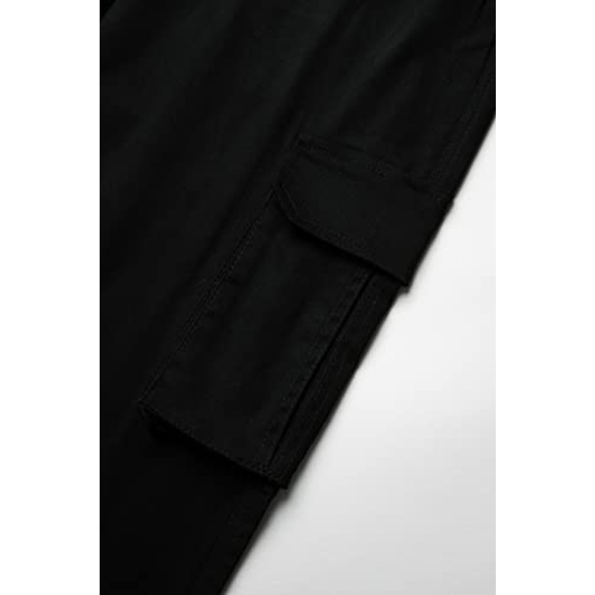 THWEI Mens Casual Cargo Pants Cotton Jogger Sweatpants Elastic Waist Trousers Black S