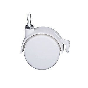 2" Stem Casters Replacement Casters Threaded Swivel Furniture Caster Wheels with Brakes 100Lbs (M6-1.0x15mm-White)