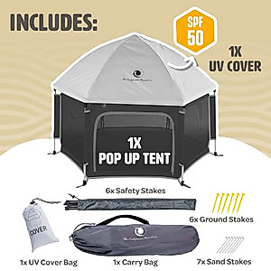 POP 'N GO Premium Indoor and Outdoor Baby Playpen - Portable, Lightweight, Pop Up Pack and Play Toddler Play Yard w/ Canopy and Travel Bag - Black