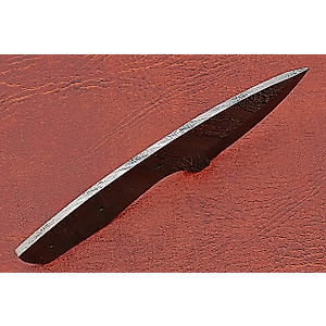 Knife Making Supplies Damascus Steel Blank Blade 6.5 inches Long Hand Forged Compact Skinning Knife, Spear Point Blade Pocket Knife with 3 Pin Hole, 2.5 inches Cutting Edge, 3.5" Scale Space
