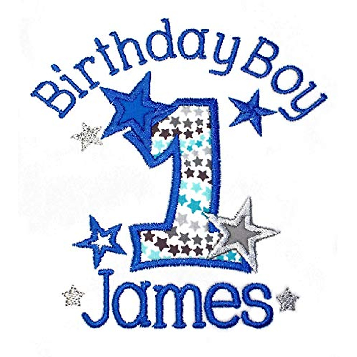 Fantasy Kids Designs First Birthday Boy Outfit Bodysuit Personalized with Custom Name (12 Months Short Sleeve, Royal Blue)