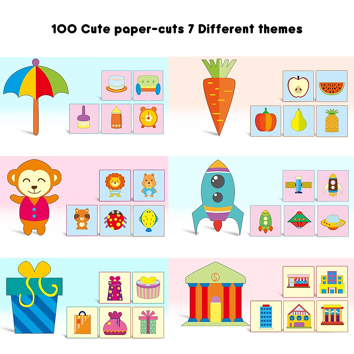 ASTARON 2 Kids Safety Scissors with 100 Pcs Paper Cutting for Paper Craft Supplies, Kids Preschool Training Scissors, Art Craft Plastic Scissors for School Supplies and Scrapbooking Supplies