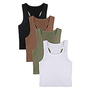 Aniywn Sleeveless Workout Tops for Women Racerback Cropped Tank Top Slim Fitted Exercise Yoga T-Shirts Gym Running Shirts