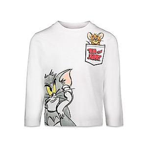 Warner Bros. Tom and Jerry Big Boys 2 Pack Long Sleeve Graphic T-Shirt 10-12 Multicolored