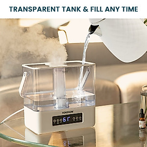 YOKEKON Humidifiers for Large Room Home, Warm and Cool Mist Humidifiers, 6L Room Humidifiers Covering 753 ft², Perfect Large Humidifiers for Plants Office, Remote, Quiet, Aroma Box, Transparent Tank
