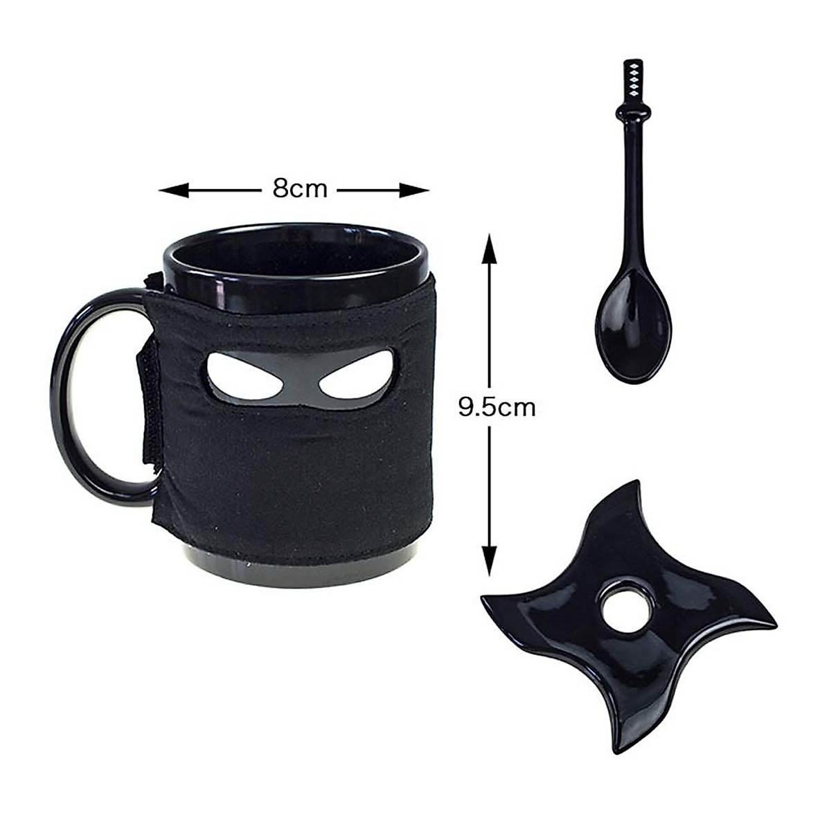 WXB Personalized Ninja Creative Ceramic Mug,Office Home,Coffee,Mmilk,Tea,Beverage,Water Cup (black)