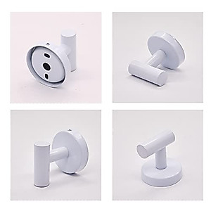 Biomoty Towel Hooks White, 2 Pack SUS304 Stainless Steel Wall Hooks for Hanging, Heavy Duty Coat Robe Clothes Hook Wall Mounted for Bathroom Bedroom Kitchen (White)