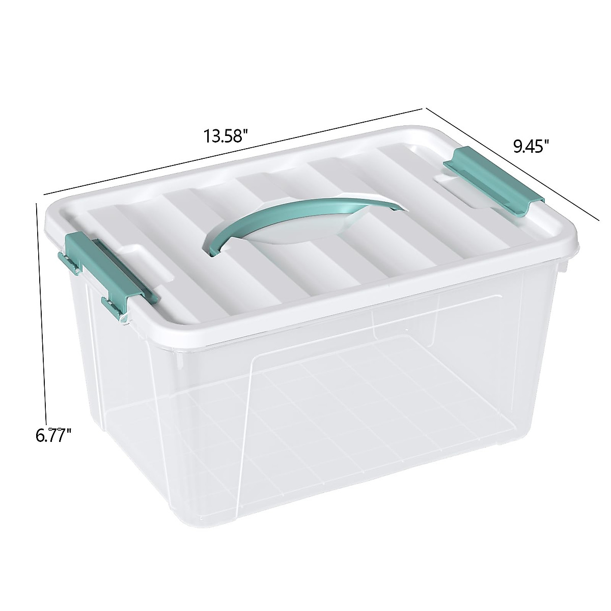 Uumitty 14 Quart Stackable Storage Bin with Latching Lid, Plastic Container Box to Organize Office, Crafts, Clear Base and White Lid, 8-Pack