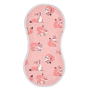 vvfelixl Little Cute Squirrels Burp Cloths for Baby Boy Girls Baby Washcloths Burp Rags 1 Pack Pink