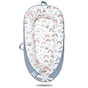 DHZJM Baby Lounger Cover,Ultra Soft 100% Cotton & Breathable Machine Washable, Strong Zipper, Adjustable Size -Newborn Must Have Essentials Baby Registry Search(Rainbow)
