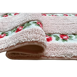 LZSOMPK Pretty Rose Flower Area Rugs Bedroom Rugs Bathroom Rugs Bath Mat Super Soft Kitchen Mat Living Room Carpets 17.7 x 47 inches (Pink)