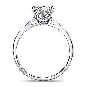 Pure 10k white gold 2.0 CT Classic 6-Prong Solitaire Simulated Diamond Engagement Ring Promise Bridal Wedding Ring (5.5)