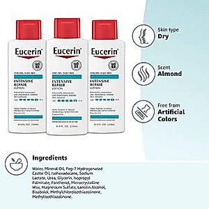 Eucerin Intensive Repair Body Lotion, Lotion for Very Dry Skin, 8.4 Fl Oz Bottle, Pack of 3