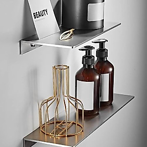 Biutimarden 16Inch Stainless Steel Wall Mounted Floating Shelf Drilling or Shelf Adhesive Modern Room Decor Wall Shelf Floating Shelf for Bathroom Bedroom Decor