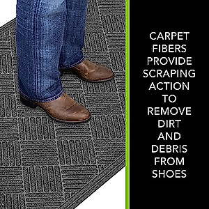 Apache Mills Textures Crosshatch Entrance Mat, 3-Feet by 5-Feet, Charcoal (60-461-1901-3x5)