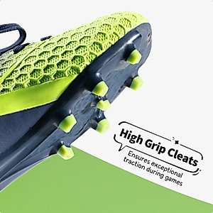 DREAM PAIRS Boys Girls Soccer Cleats Youth Firm Groud Outdoor Sport Athletic High Top Football Shoes for Little/Big Kid,Size 4 Big Kid,Dark/Blue/Neon/Green,HZ19002K