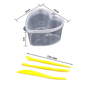 24 Pack Slime Containers with Lid, Small Heart-Shaped Plastic Foam Ball Clay Beads Storage Box with Lids for DIY Slime + 3PCS Tools