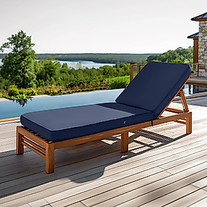 Lokex Chaise Lounge Cushions Outdoor, Waterproof Removable Chaise Lounge Cushion, 72x21x3 Inch Lounge Chair Cushions for Outdoor Furniture Comes with Lace-up Straps and Anti-Slip Bottom