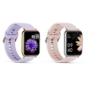 BJNAAL Smart Watch for Android Phones and iPhone Compatible, Pink Smart Watch and Purple Smart Watch Bundle