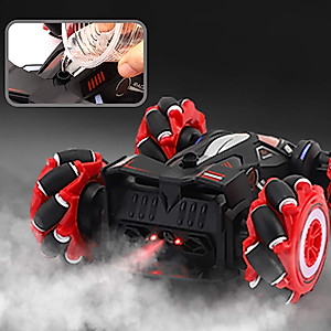 ClassicFun 1:14 Scale Large Remote Control Car,4WD Spray RC Drift Car,RC Crawler Toy Car, Monster Trucks for Boys,Girls,Kids and Adults,with 4 Motors and 3 Rechargeable Batteries (Black Red)