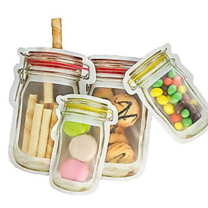 20Pcs Reusable Mason Jar Bottles Bags Nuts Candy Cookies Bag Seal Fresh Food Storage Bag Snacks Zipper Sealed Kitchen Organizer (20)