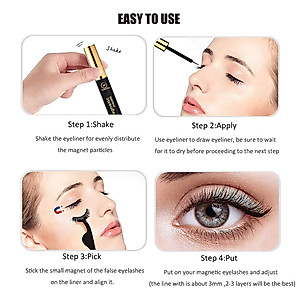 Amamba Magnetic Eyeliner, Waterproof and Smudge Resistant Magnetic liner,No iron powder and Natural Look【2pcs】