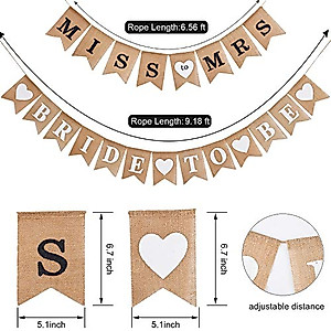 2 Pieces Bride to Be Banner Bride Sign Burlap Banner Bridal Shower Decorations Rustic Bunting Garland for Party Decorations Supplies (Black, White)