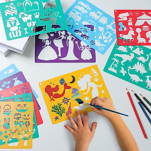 Kaemi 40pcs Plastic Drawing Stencils Set, Stencils for Kids with Over 400+ Different Patterns are The Gift for Boys and Girls